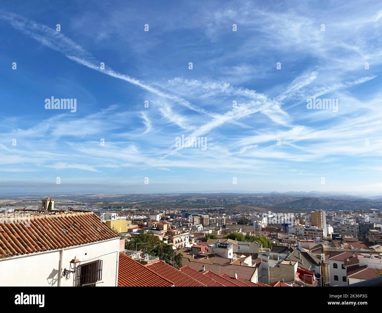 aerial view of Jaen, the world capital of olive oil, Jaen province ...