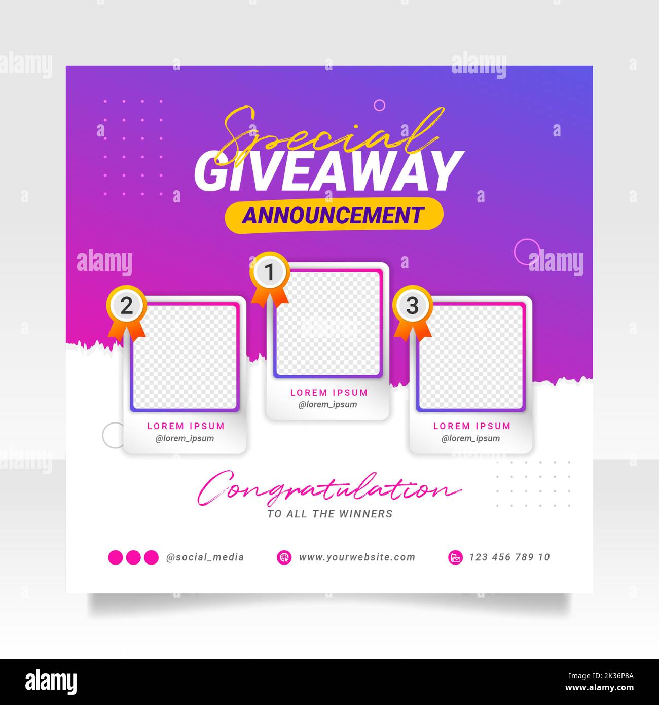 Giveaway winner announcement social media post banner template Stock ...