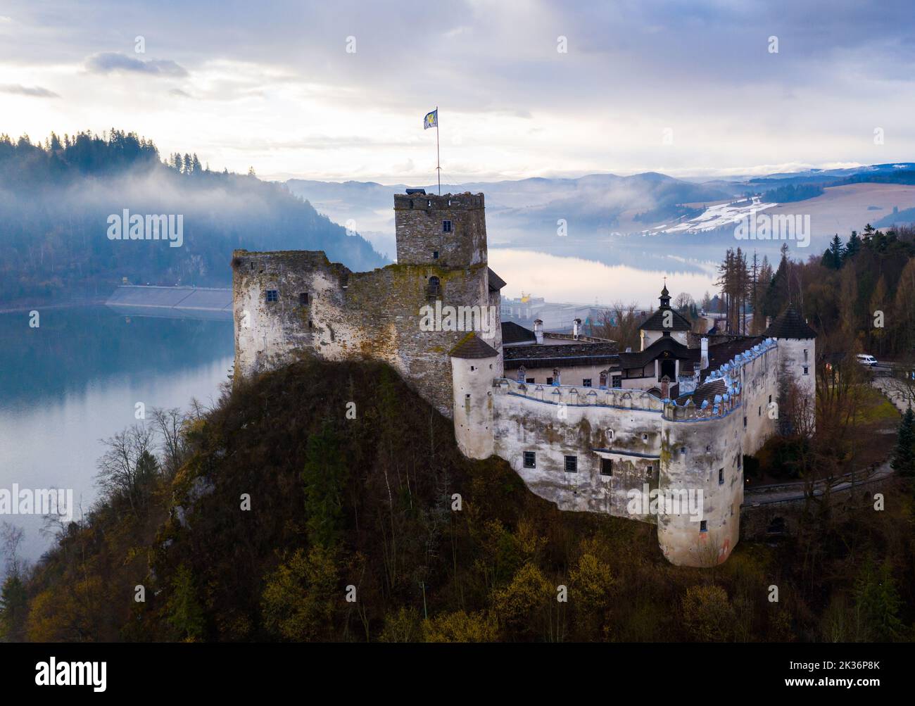 Panoramic view from above on the medieval castle Niedzica Stock Photo ...
