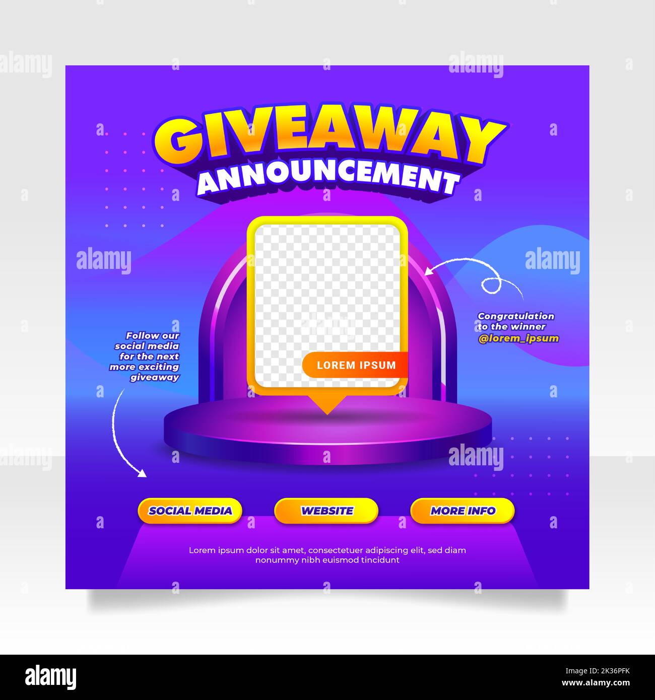 Giveaway winner announcement social media post banner template Stock ...