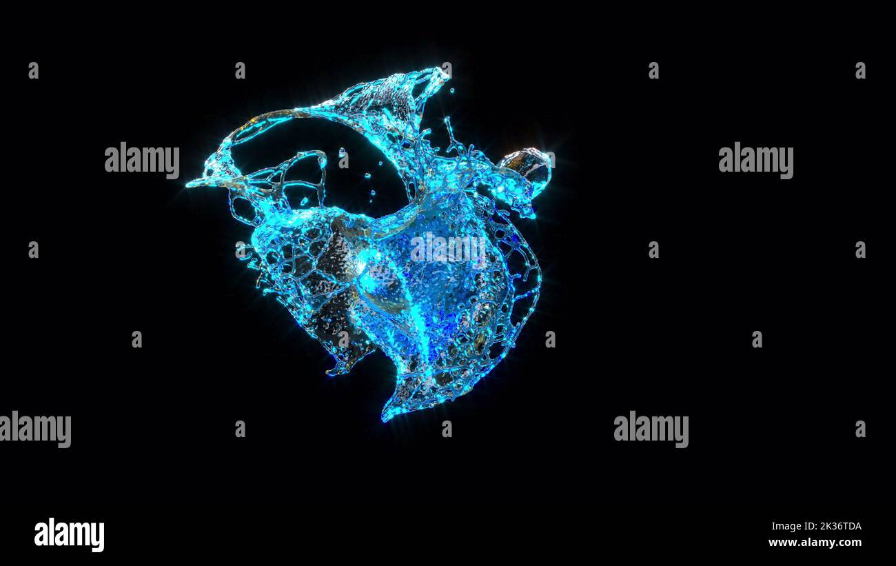 Abstract liquid blue water splash on black super slow motion 1000 FPS ...