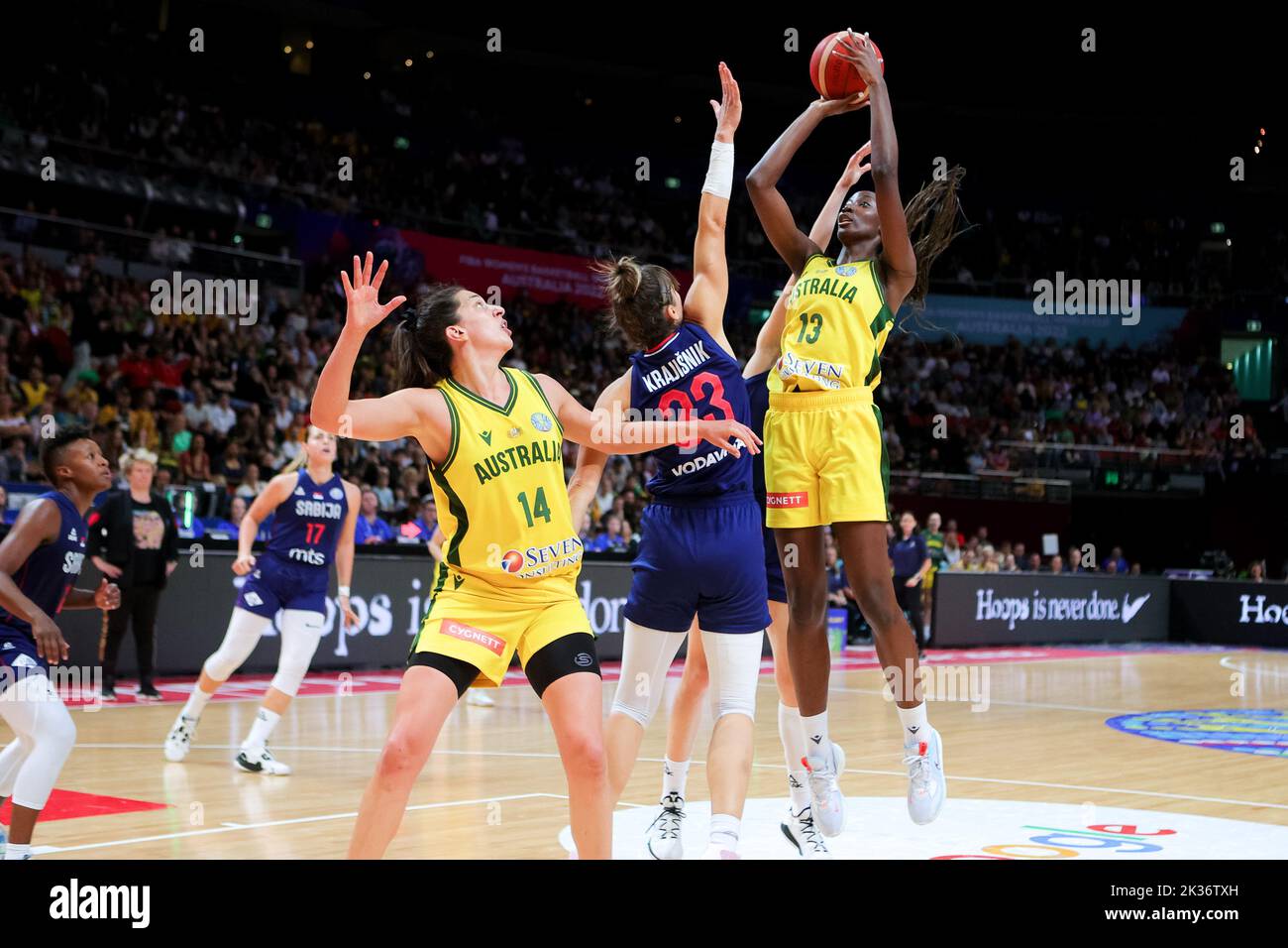 Sydney, Australia, 25 September, 2022. Ezi Magbegor of Australia shoots ...