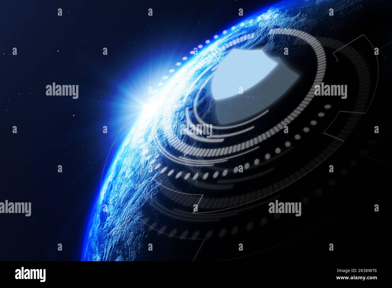 Planet Earth with shield futuristic hologram. Protection and security ...