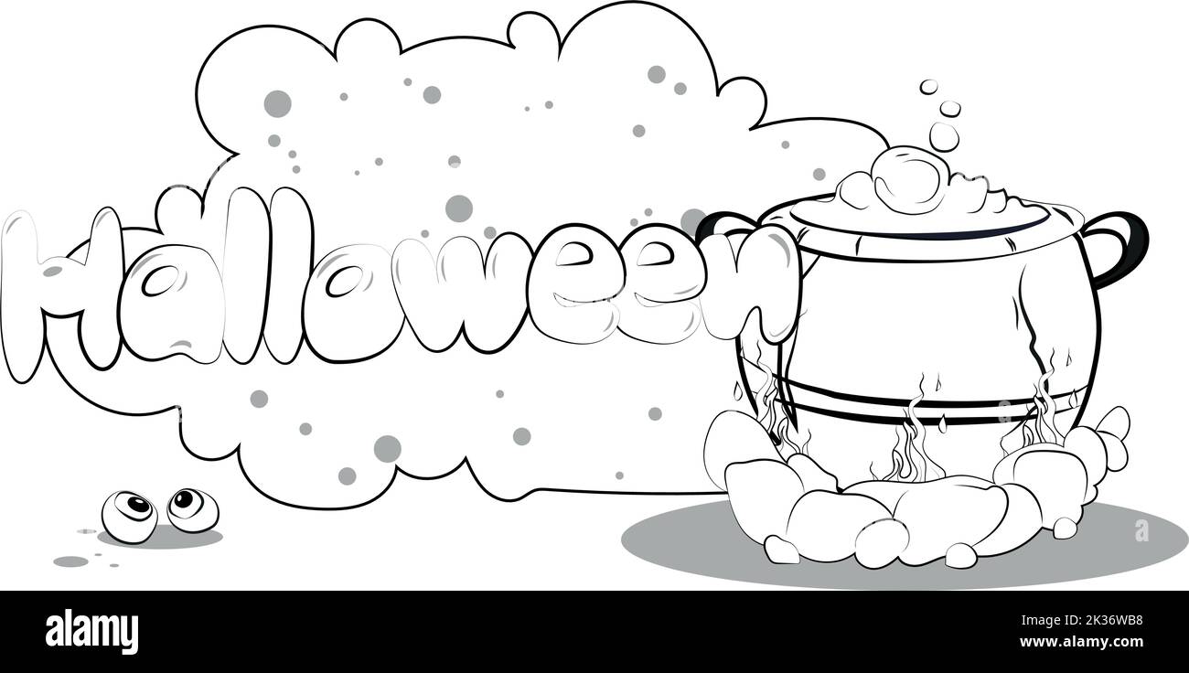 Trick or Treat coloring page. Halloween coloring page for kids. Cartoon ...