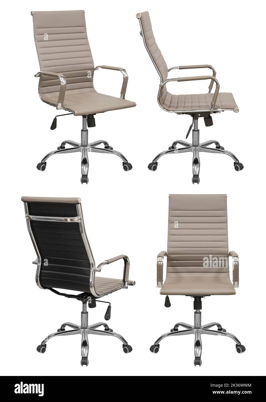Office chair with chrome coating. Isolated on a white background. View ...