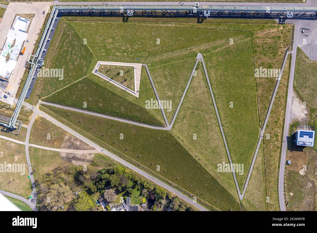Aerial view, Glückauf Park Hassel with observation deck, Hassel ...