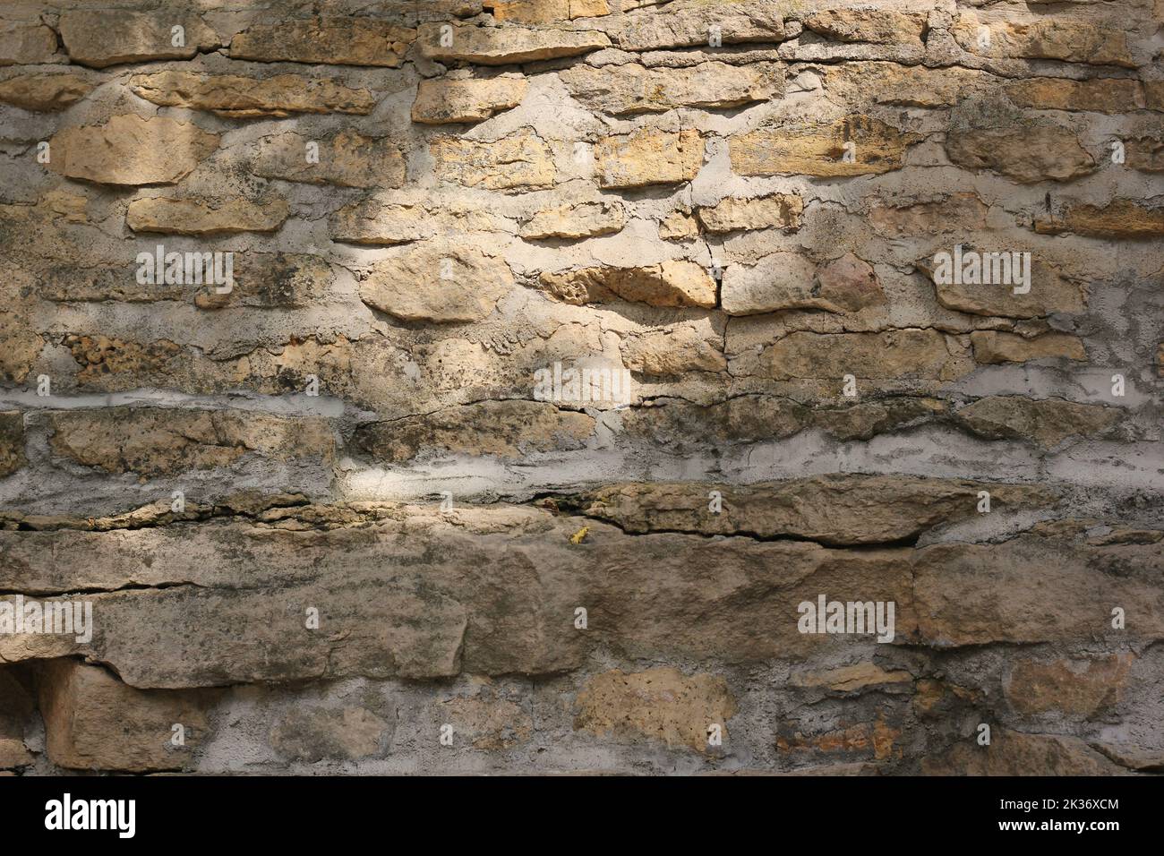 An old limestone stone wall with layers and cracks Stock Photo - Alamy