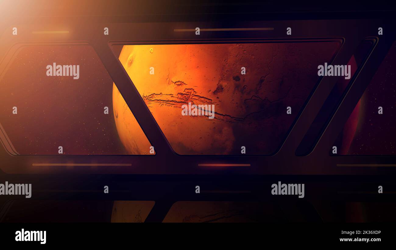 Planet Mars from the window of a space station Stock Photo - Alamy