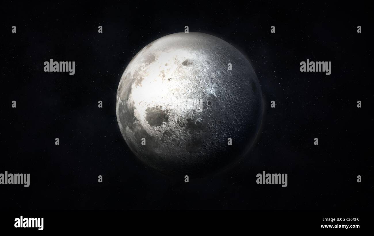 Dark gray image of a realistic moon in space Stock Photo - Alamy