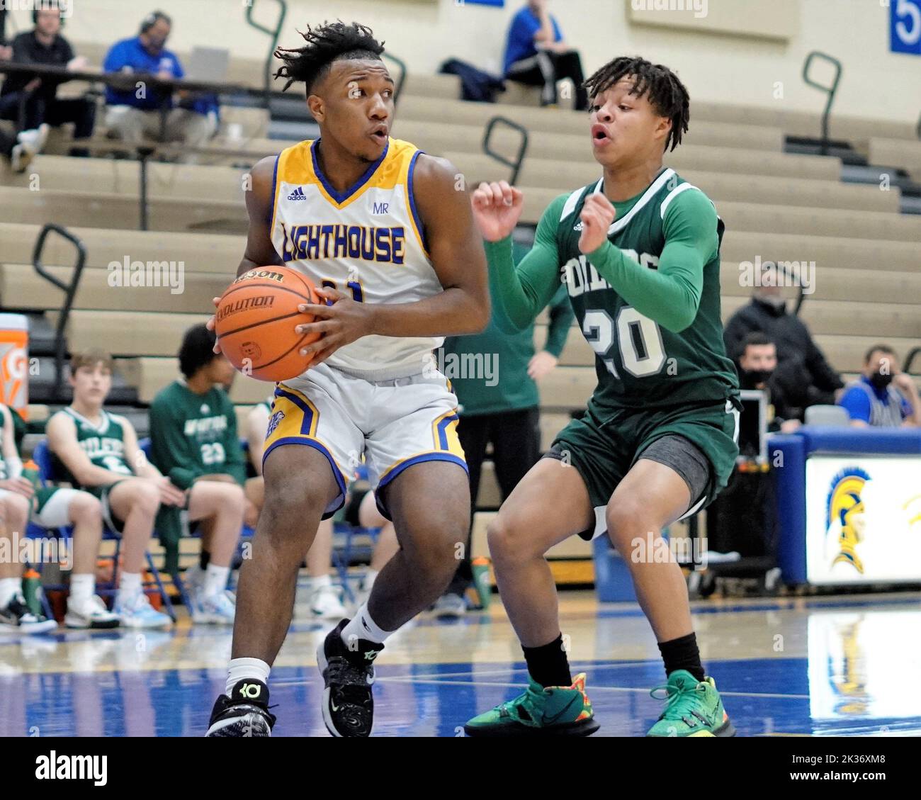 The high school indoor basketball game Lighthouse vs Whiting in Indiana ...