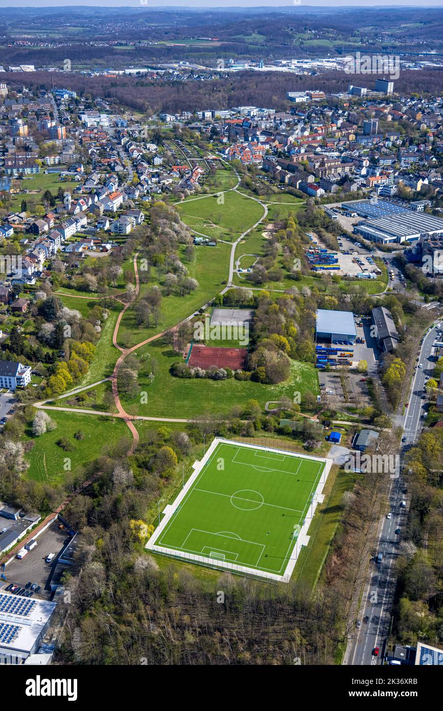 Aerial view, new sports field Westfalia Hagen at Alexanderstraße and ...