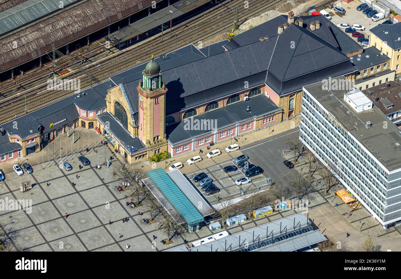 Aerial view, Hagen main station, middle town, Hagen, Ruhr area, North ...