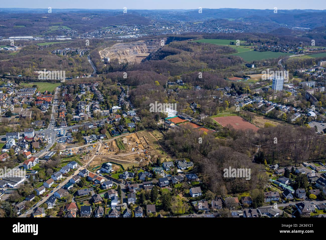 Aerial view, construction site and new construction of the housing ...