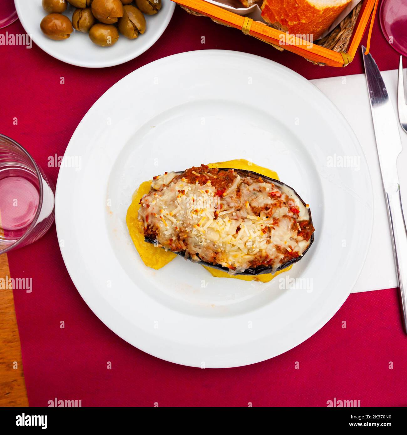 Baked eggplant stuffed with meat and bechamel sauce - spanish dish ...