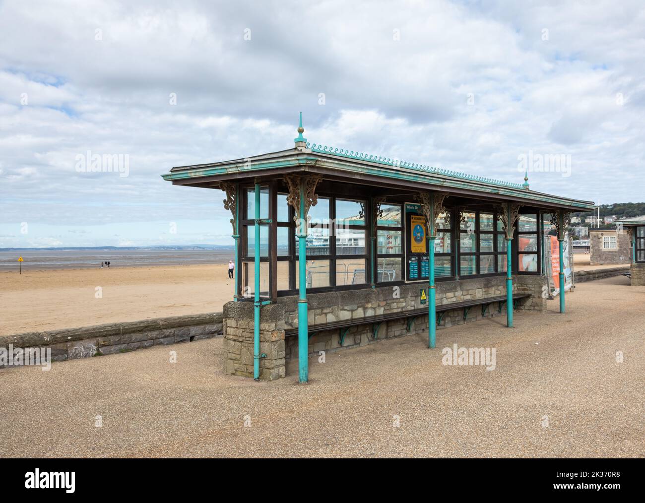 Seafront Shelter on the promenade at Weston Super Mare, North Somerset ...