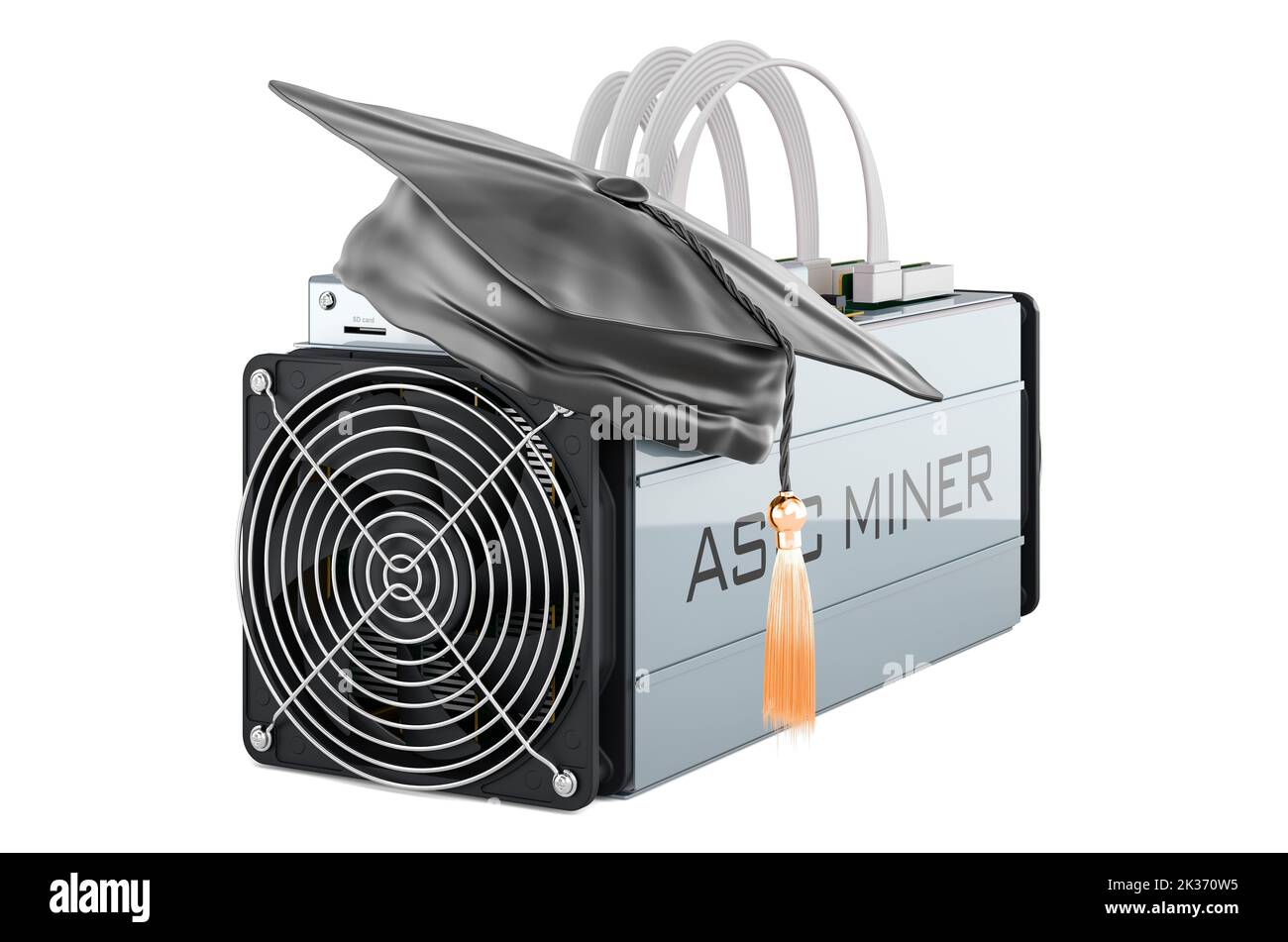 ASIC miner with graduation cap, 3D rendering isolated on white background Stock Photo - Alamy