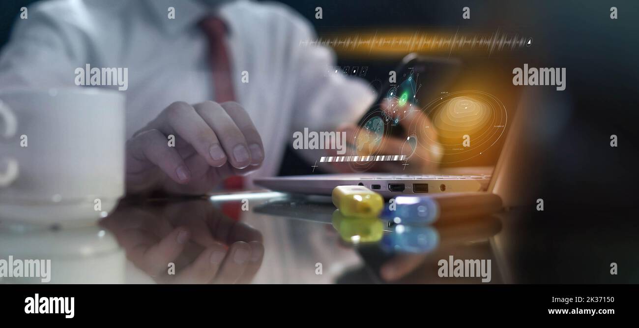 Working virtual infographic panel in hi-res stock photography and ...