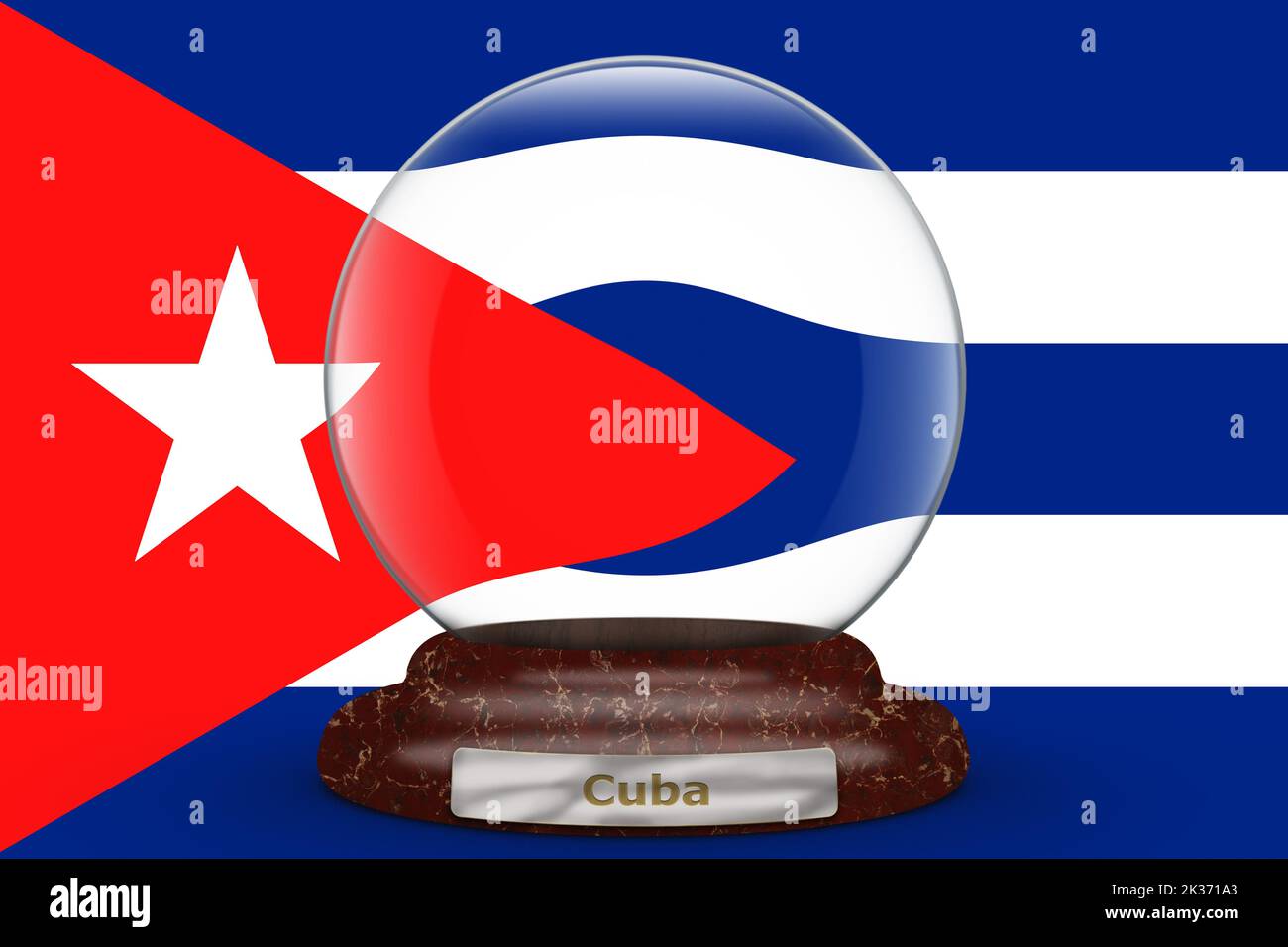 The flag of Cuba on a snow globe background Stock Photo - Alamy