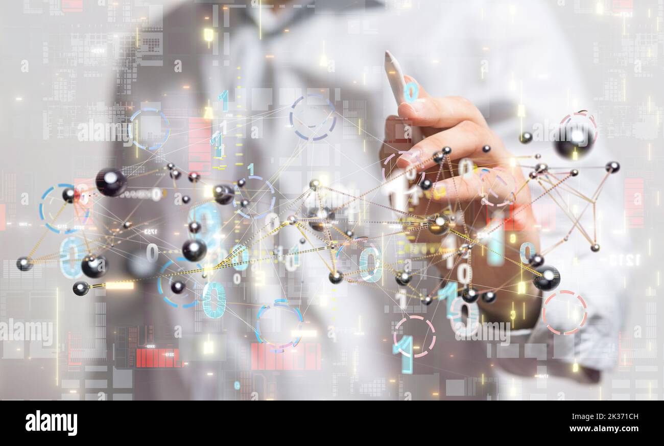 The Neural network grid concept. Connected cells with links Stock Photo ...