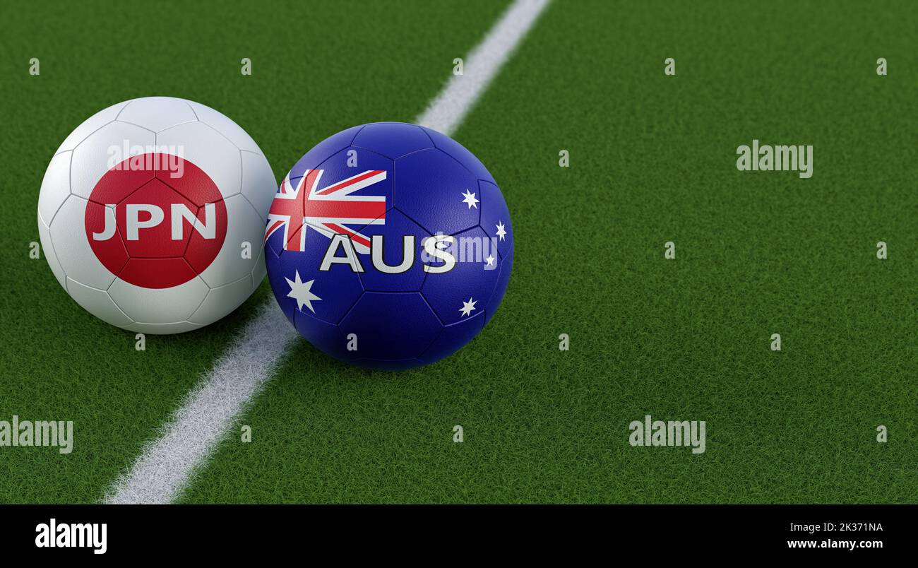 Australia vs. Japan Soccer Match - Leather balls in Australia and Japan ...