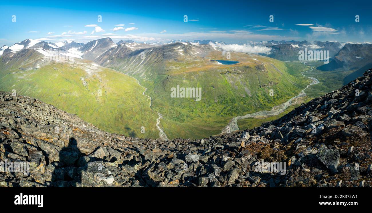 Vast Arctic landscape of Sarek National Park in Lapland,Sweden, viewed ...