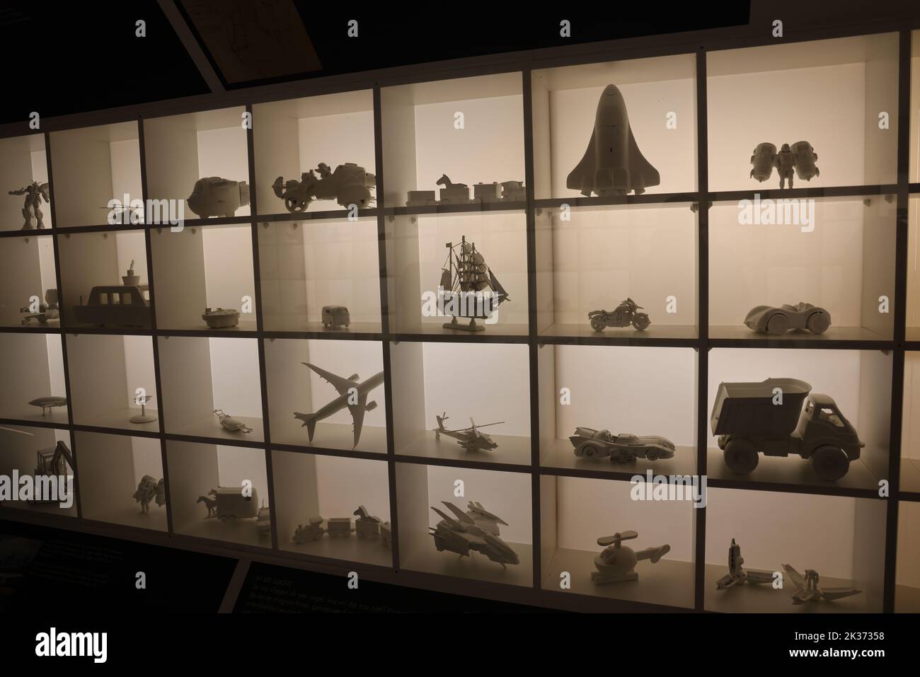 Sculptures of transportation means, exhibited at the Retrofuture expo ...