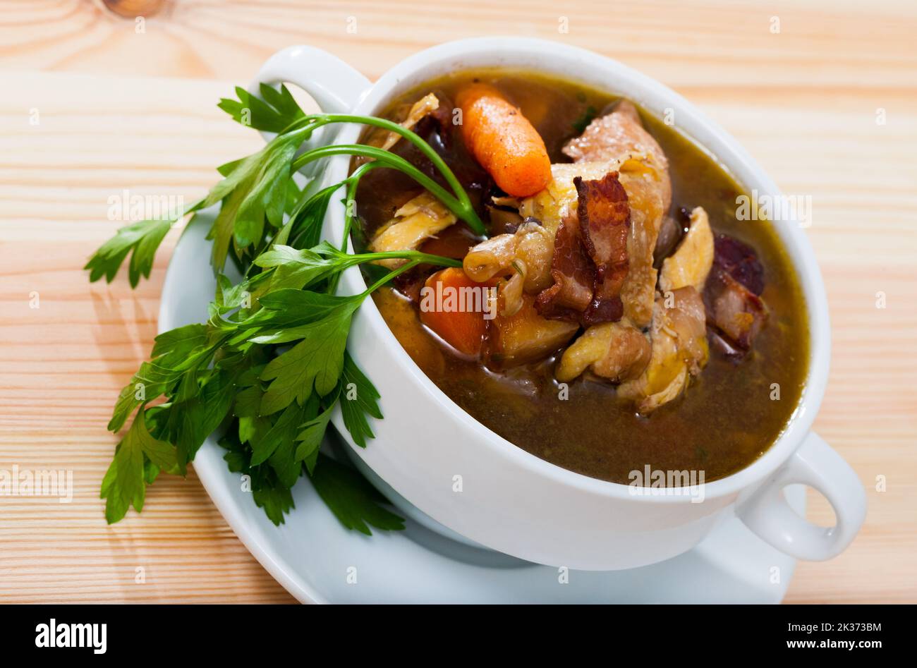 Scotland national chicken soup Cock-a-leekie Stock Photo - Alamy