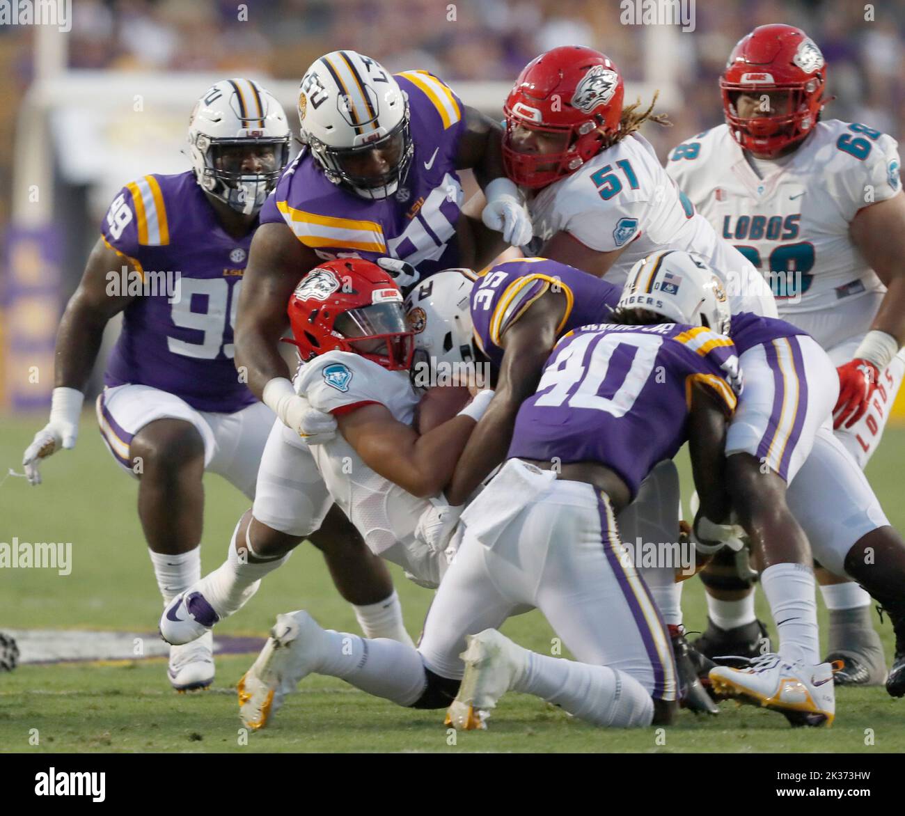 LSU Tigers defensive end Sai’vion Jones (35) sacks New Mexico Lobos ...