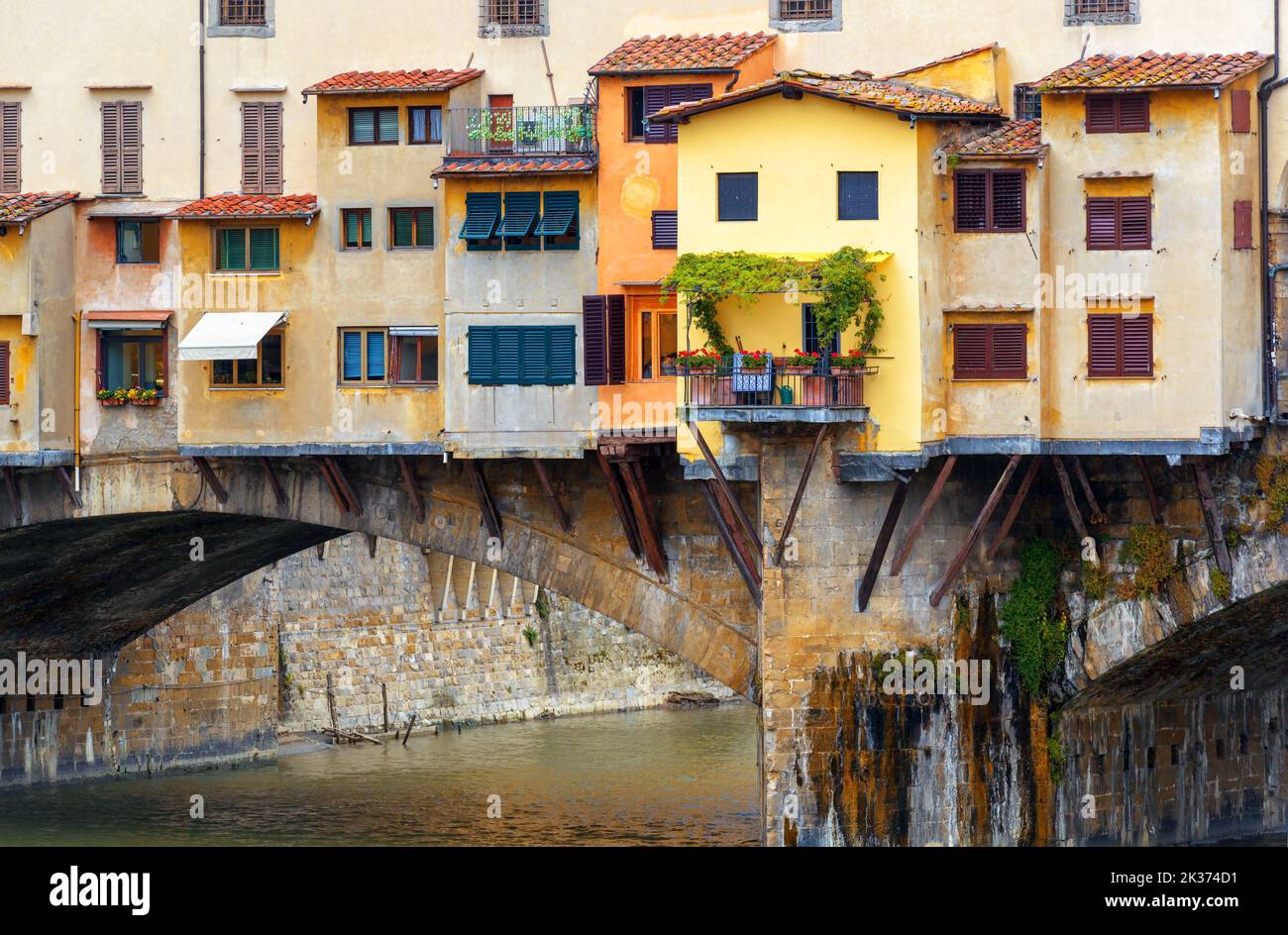 Ponte Vecchio over Arno river, Florence, Italy. Nice balcony view. This ...