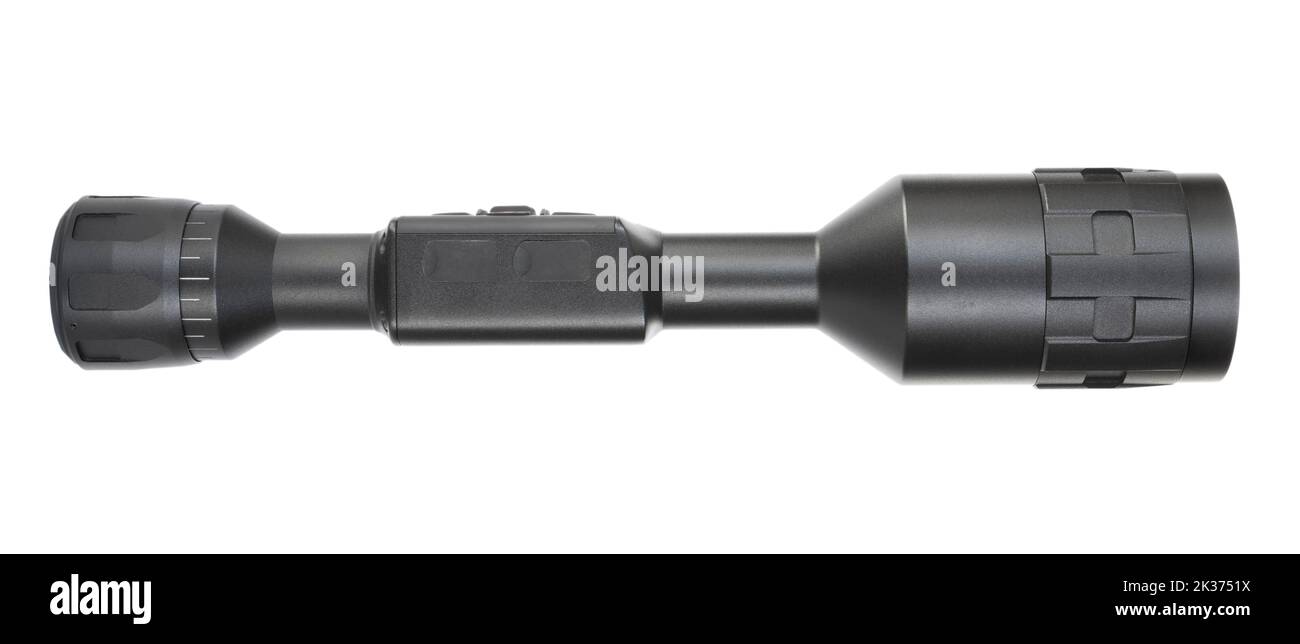 Side view oif a riflescope with night vision isolated on white Stock ...