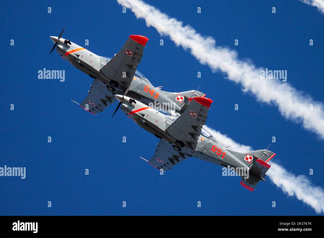 Radom, Poland - August 25, 2013: Military trainer plane at air base ...