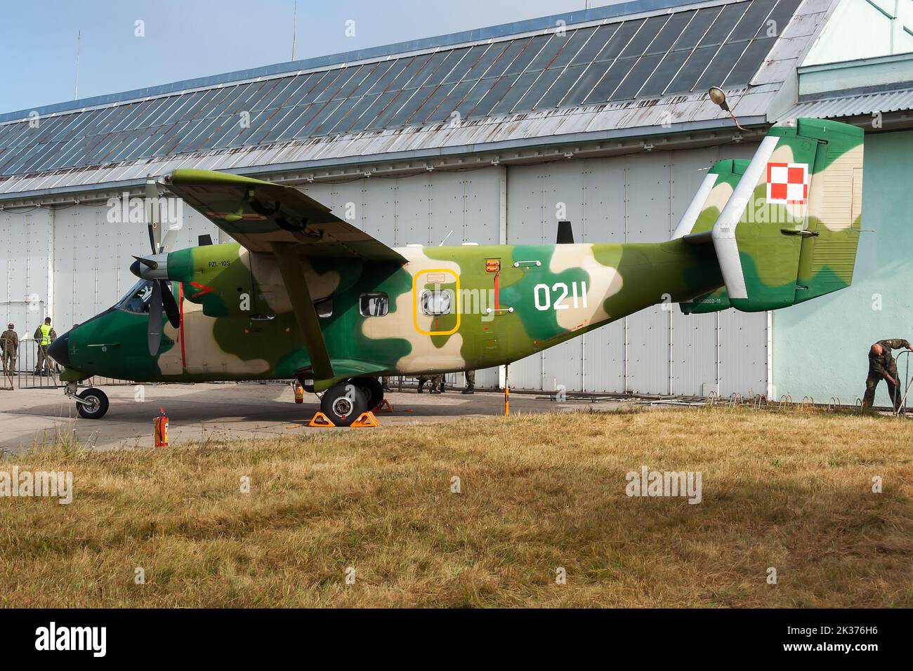 Radom, Poland - August 24, 2013: Military transport plane at air base ...