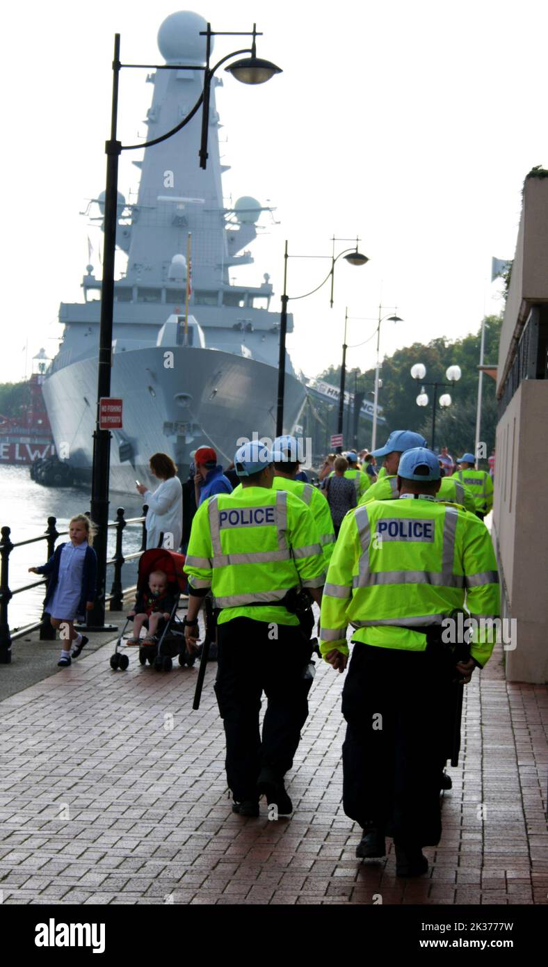 Police Officers at the NATO Conference Cardiff in the Shadow of HMS ...