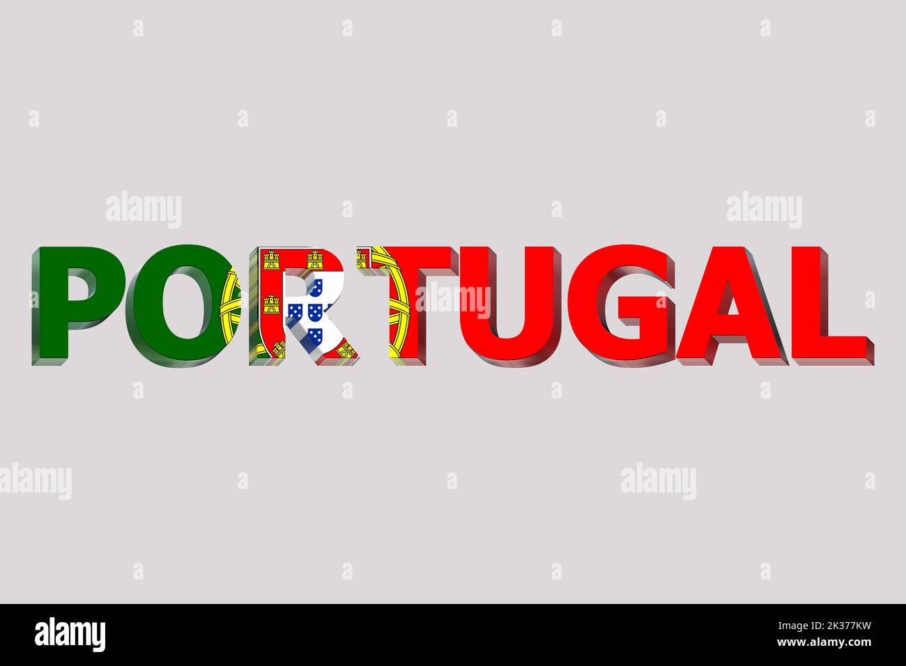 A 3D illustration of the flag of Portugal on a text background Stock ...