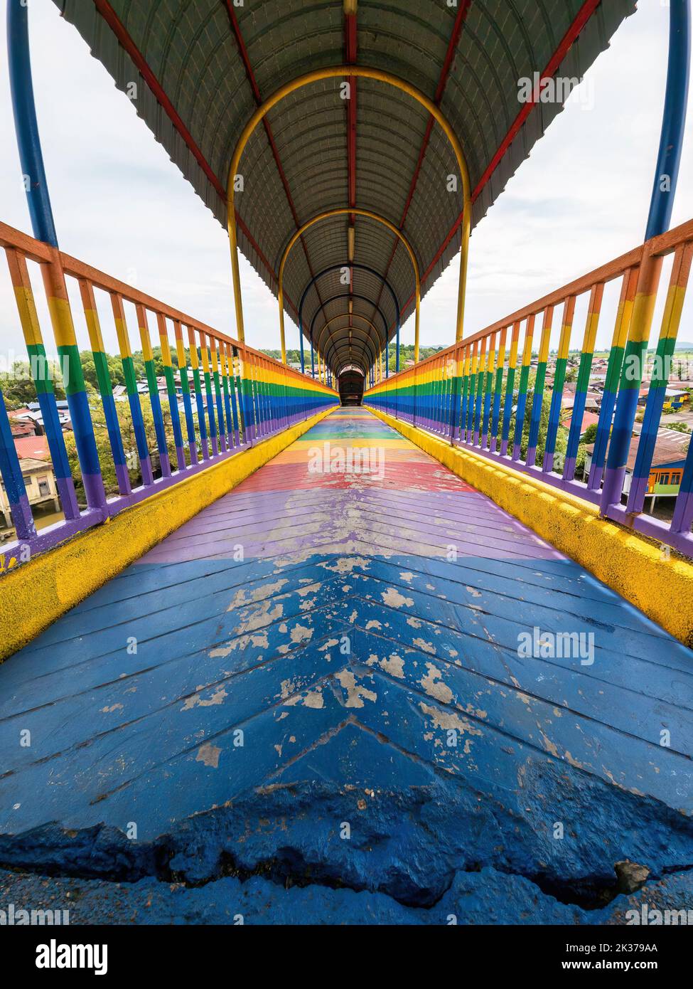 Interior of the Rainbow bridge in Kuala Perlis. Selective focus. Low ...