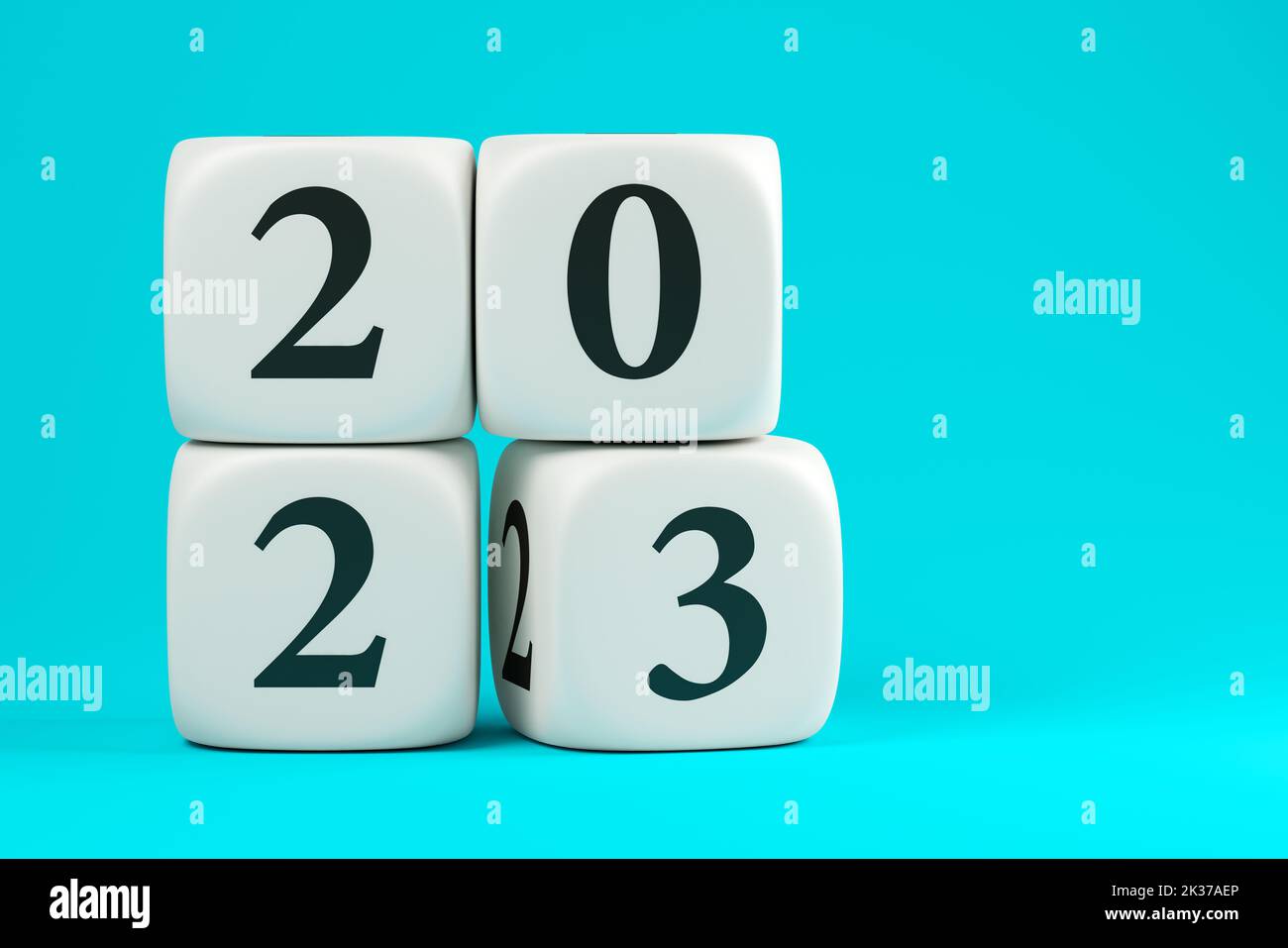 dice with numbers 2023 on a blue background 3 D illustration Stock ...