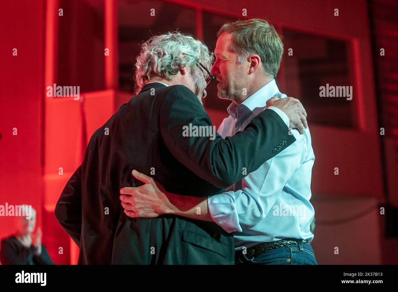 FGTB-ABVV chairman Thierry Bodson and PS chairman Paul Magnette ...