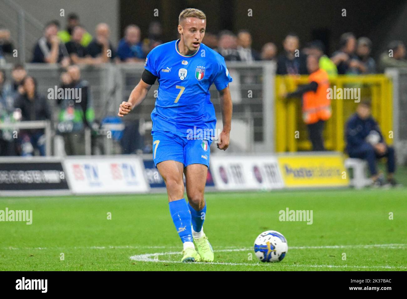 San Siro stadium, Milan, Italy, September 23, 2022, Italy's Davide ...