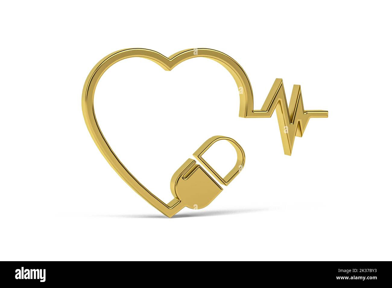 Golden 3d health icon isolated on white background - 3D render Stock ...
