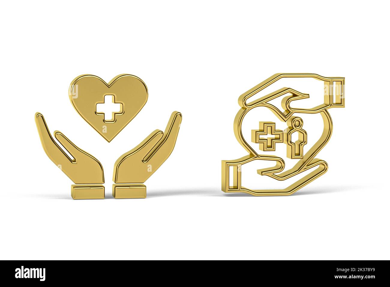 Golden 3d health icon isolated on white background - 3D render Stock ...