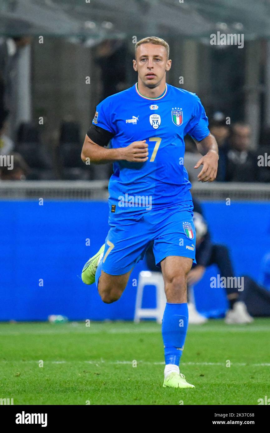 San Siro stadium, Milan, Italy, September 23, 2022, Italy's Davide ...