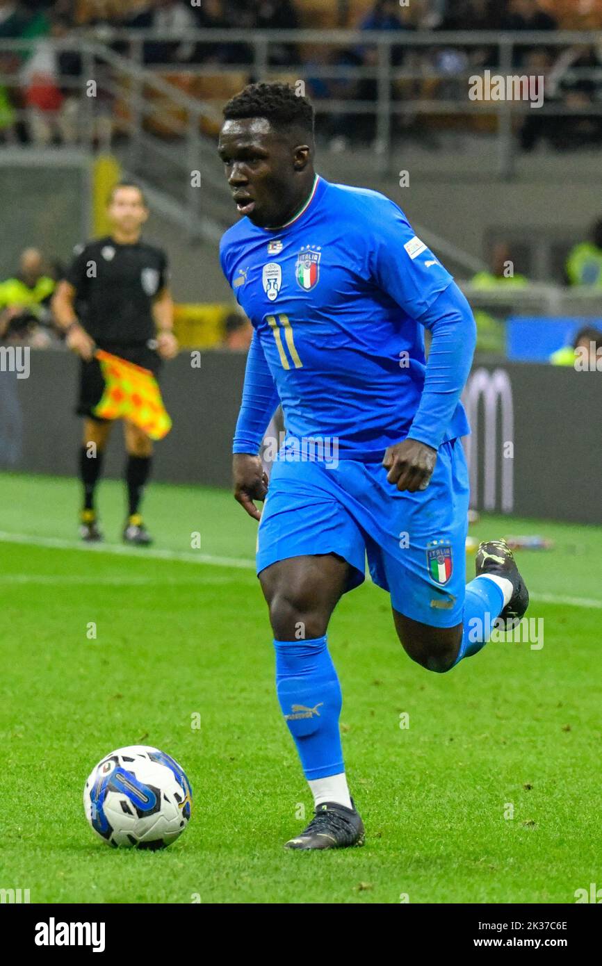 Italy's Wilfried Gnonto during Italy vs England, football UEFA Nations ...