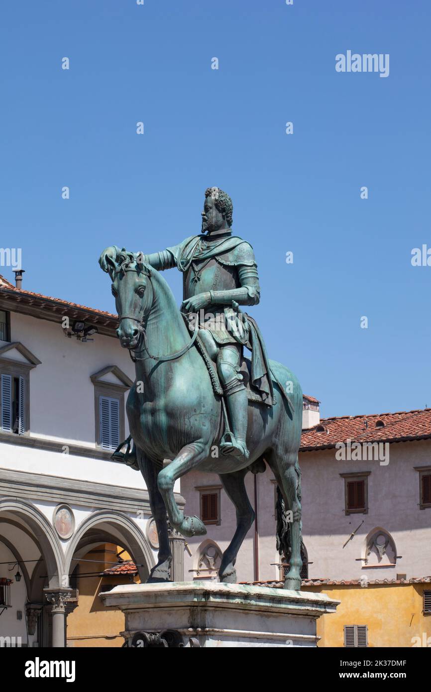 Detail of the equestrian monument of Grand Duke Ferdinando I de'Medici ...
