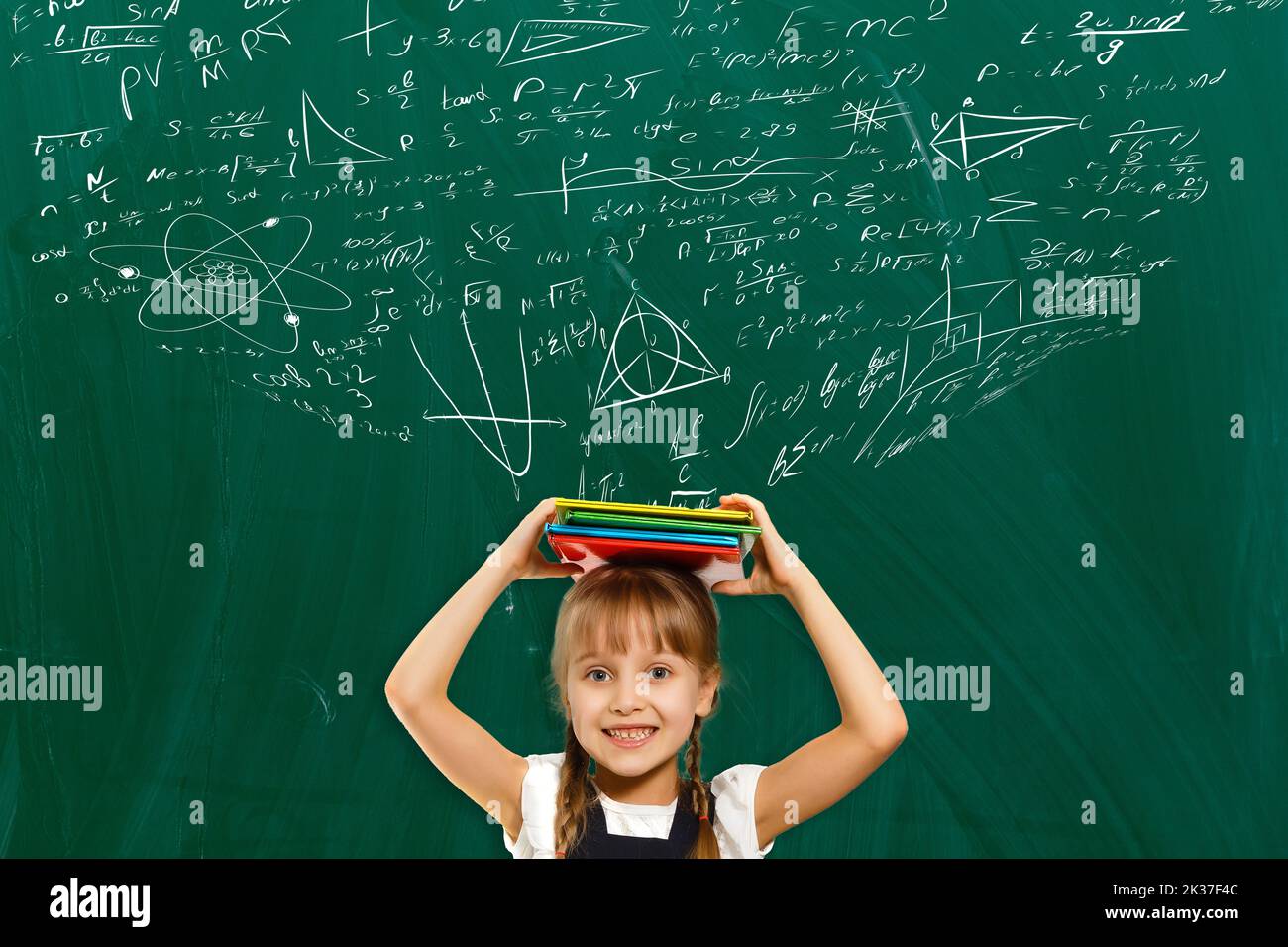 Kids math education concept. Cute little girl mathematics student on ...