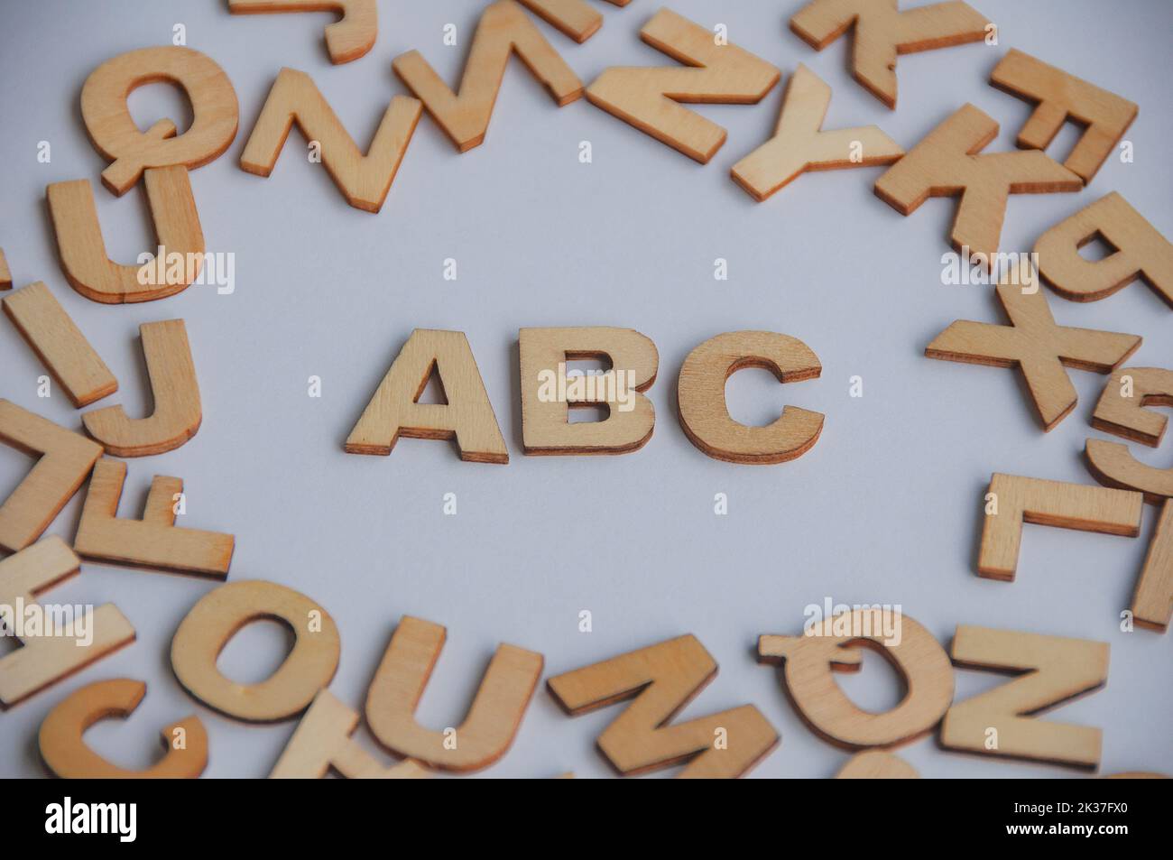 ABC text on white background. Education concept Stock Photo - Alamy