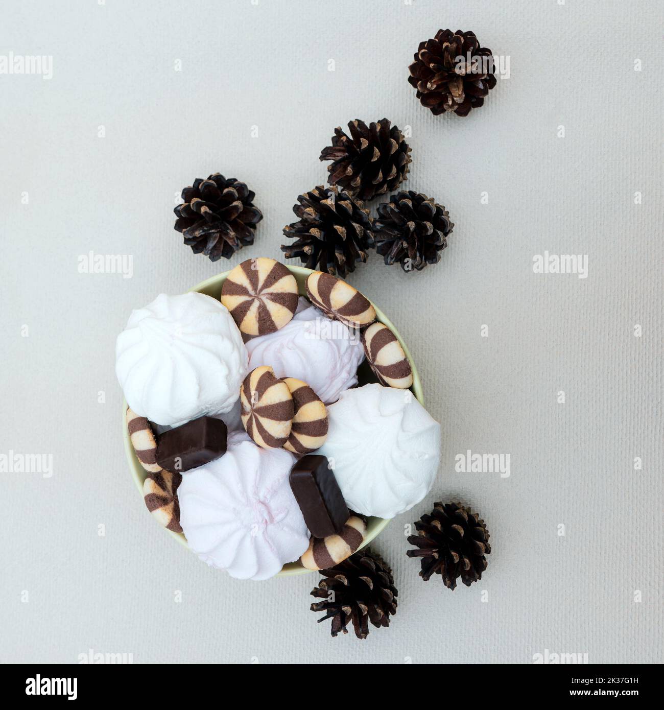 Sweet tasty dessert with forest pine cones Stock Photo - Alamy