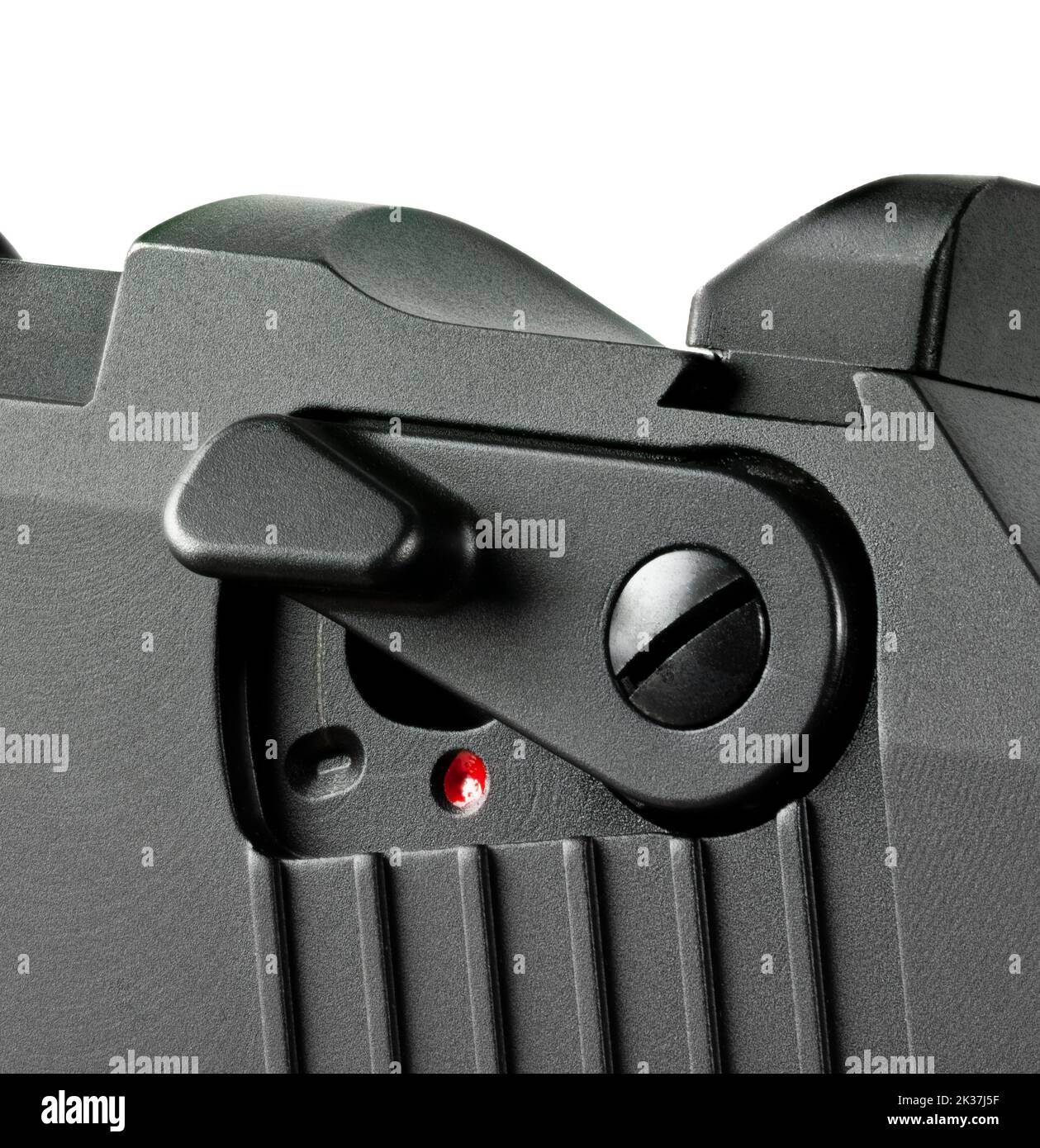 Safety off on a semi-automatic handgun isolated on white Stock Photo ...