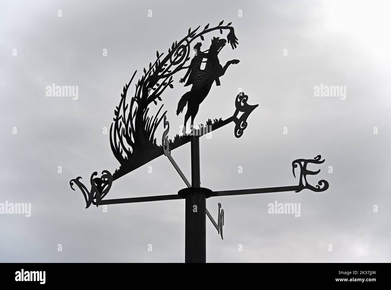 Metal weathervane depicting Robert Burn's "Tam O'Shanter with his grey ...