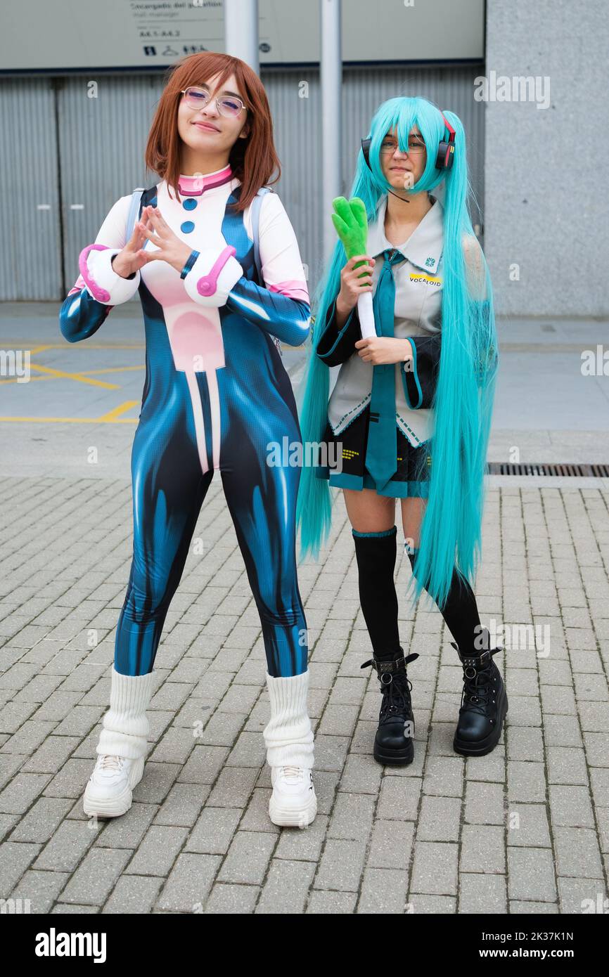 Cosplayers pose during the 'Japan Weekend Madrid 2022' fair at IFEMA in ...