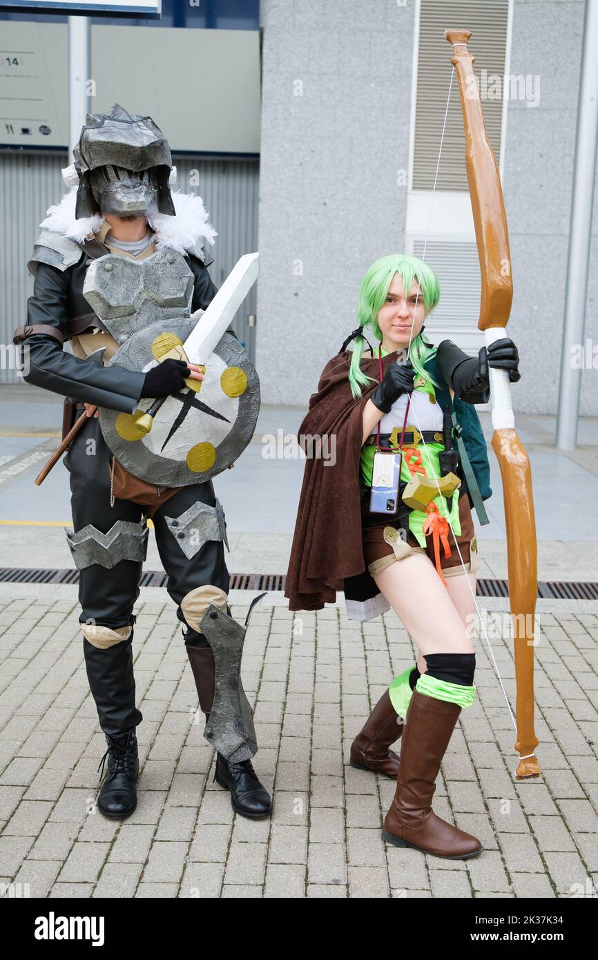 Cosplayers pose during the 'Japan Weekend Madrid 2022' fair at IFEMA in ...